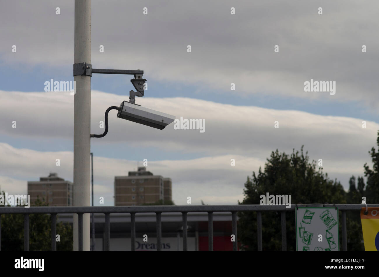 CCTV camera in London against a blue sky with clouds Stock Photo - Alamy