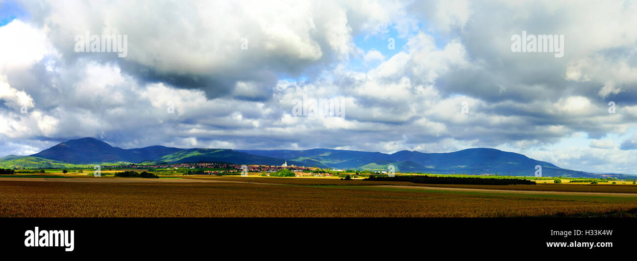 Beautiful colorful rural landscape with contrast areas of light and ...