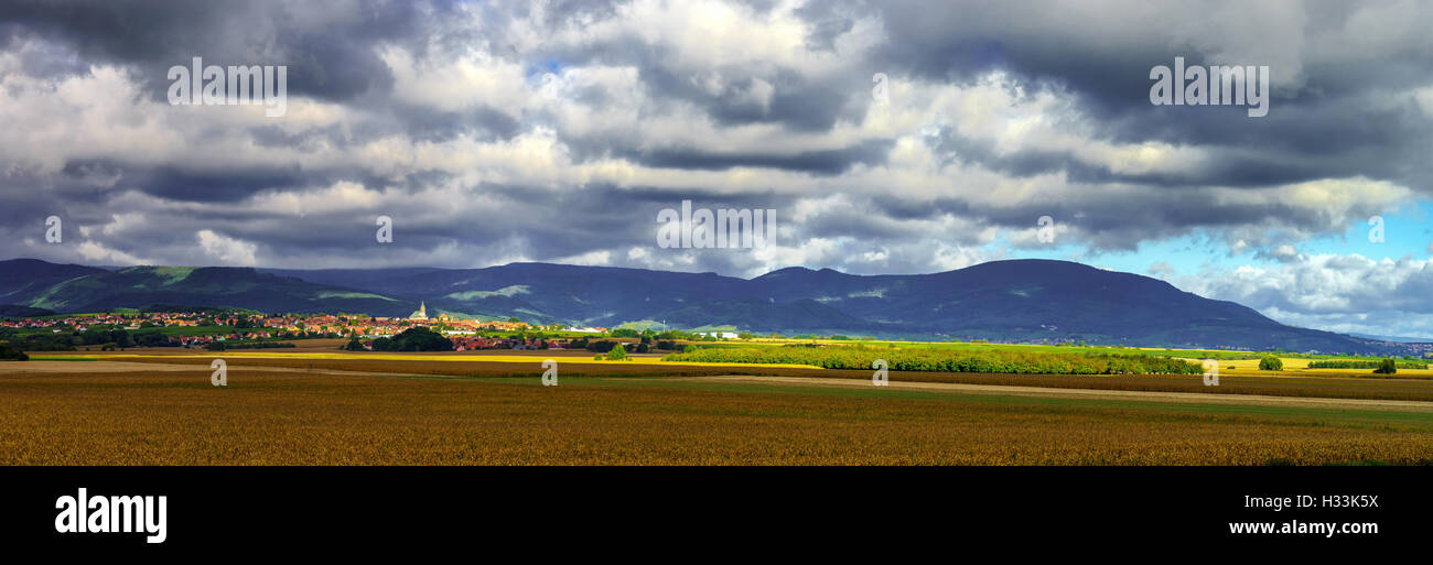 Beautiful colorful rural landscape with contrast areas of light and ...