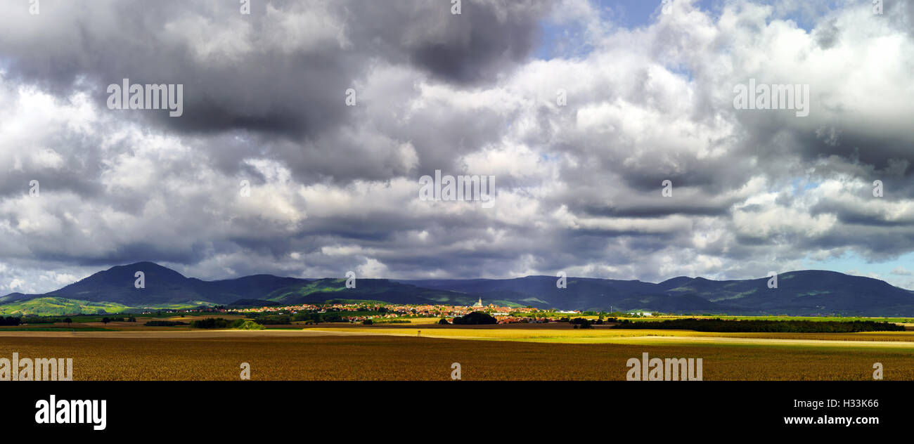 Beautiful colorful rural landscape with contrast areas of light and ...
