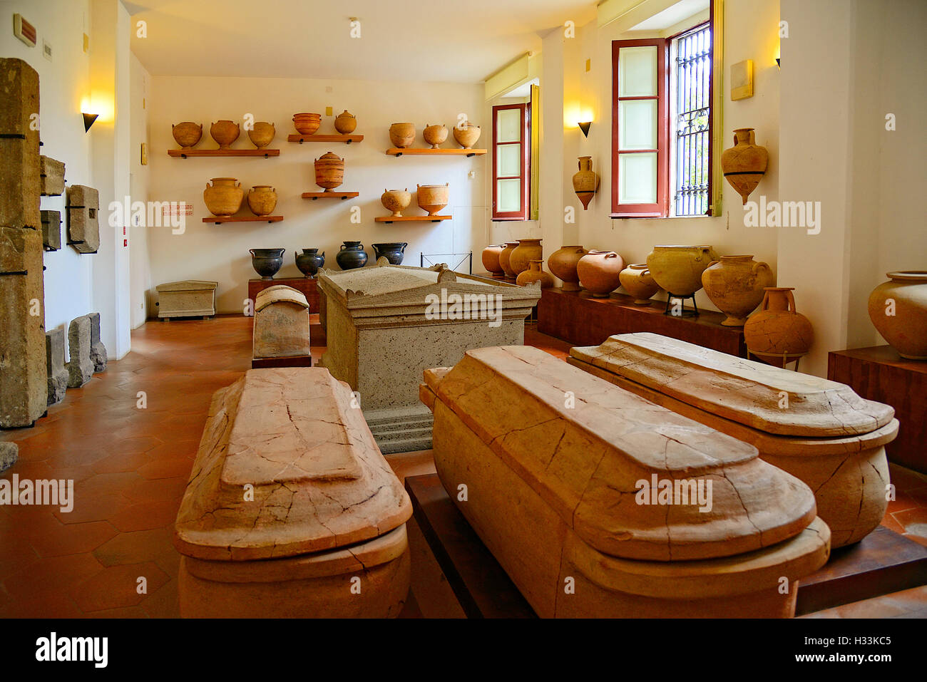 Italy Sicily Aeolian Archipelago Lipari Island Archeological Museum ...