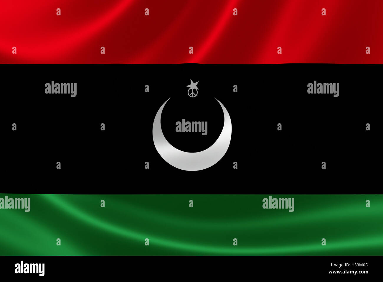 3D rendering of the flag of Libya on satin texture Stock Photo - Alamy
