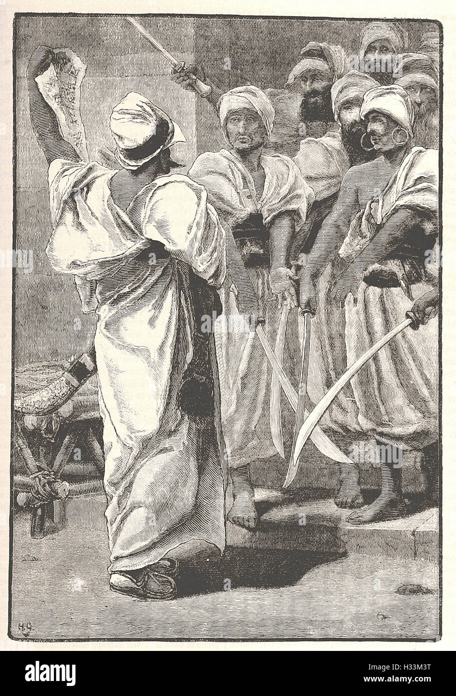BAGAEUS DELIVERING HIS MESSAGES TO THE PERSIAN GUARD - from 'Cassell's ...