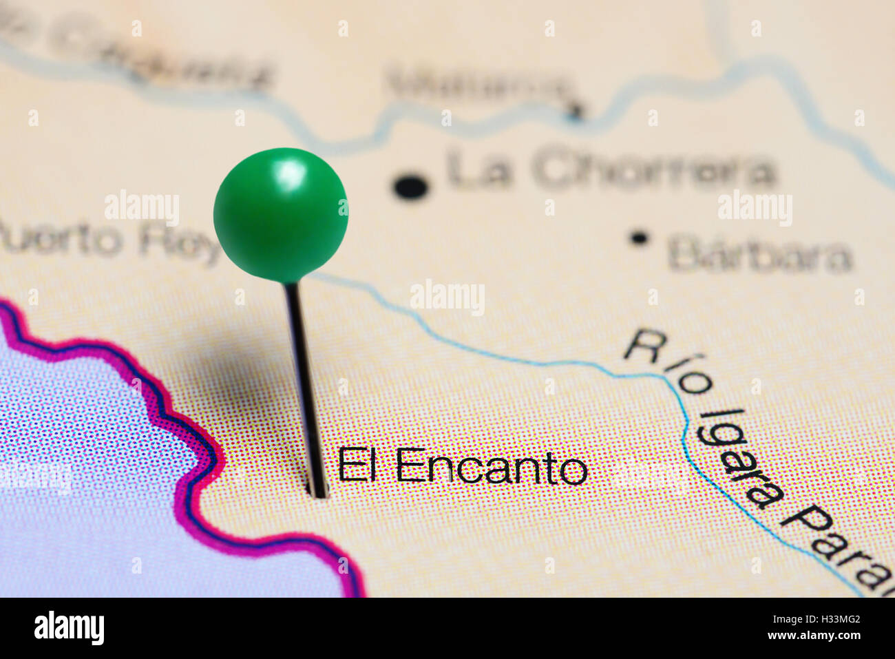 El Encanto pinned on a map of Colombia Stock Photo - Alamy
