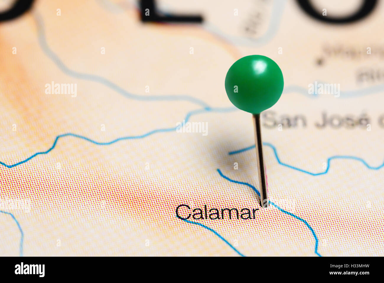 Calamar pinned on a map of Colombia Stock Photo - Alamy