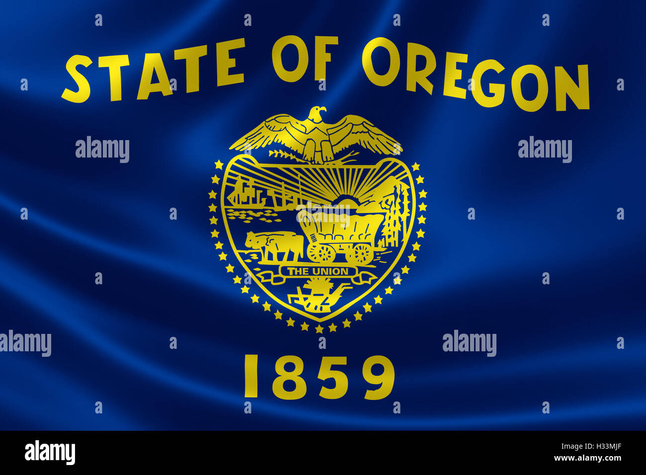 3D rendering of the flag of Oregon on satin texture Stock Photo - Alamy