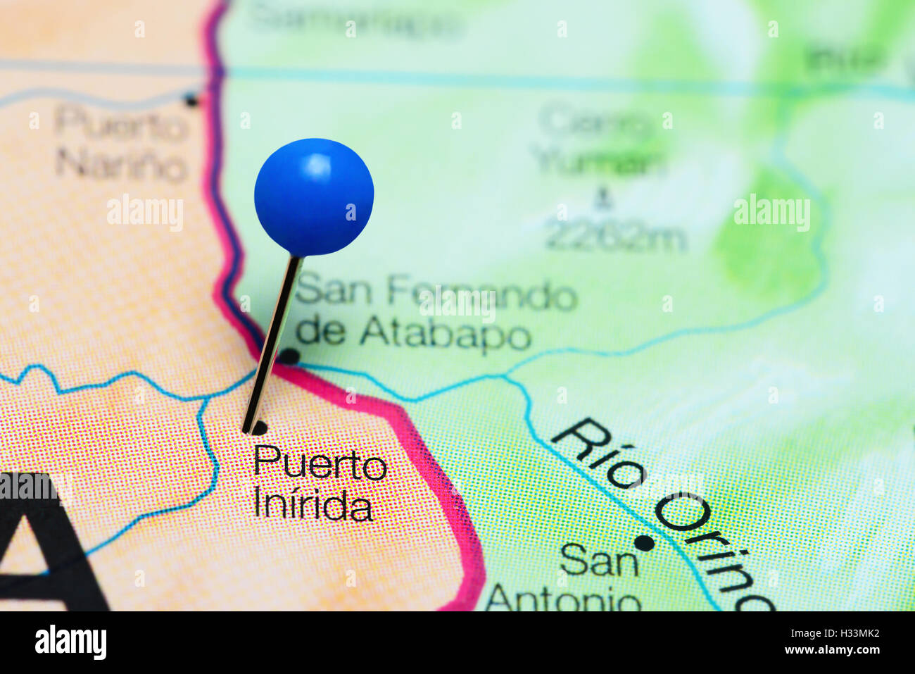 Puerto Inirida pinned on a map of Colombia Stock Photo - Alamy