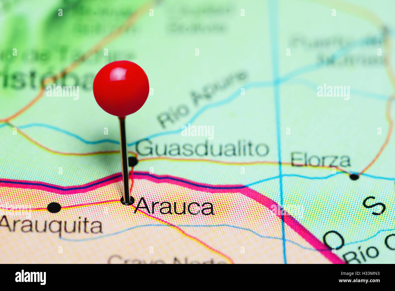 Arauca pinned on a map of Colombia Stock Photo - Alamy