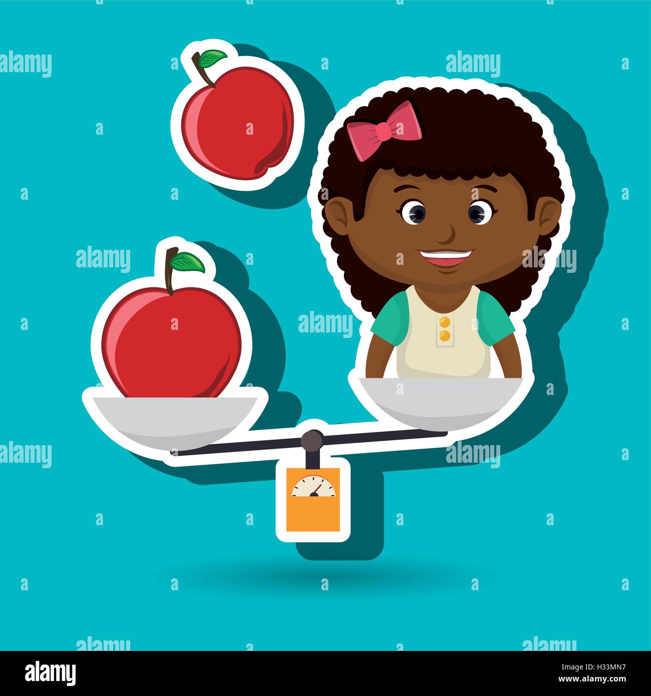 cartoon girl food fruit balance Stock Vector Image & Art - Alamy