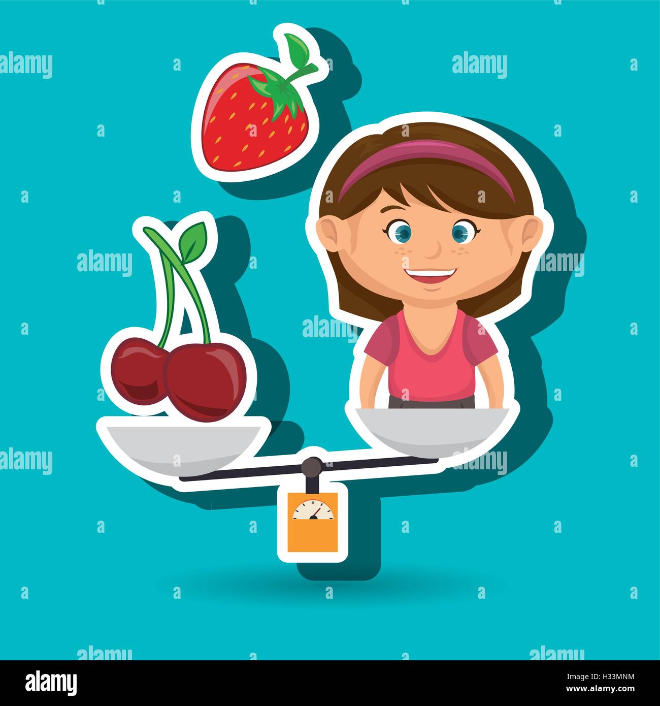 cartoon girl food fruit balance Stock Vector Image & Art - Alamy