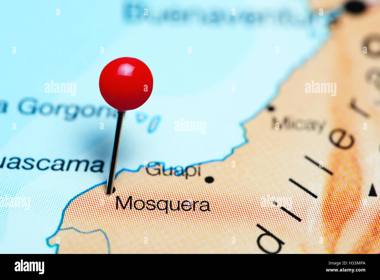 Mosquera pinned on a map of Colombia Stock Photo - Alamy