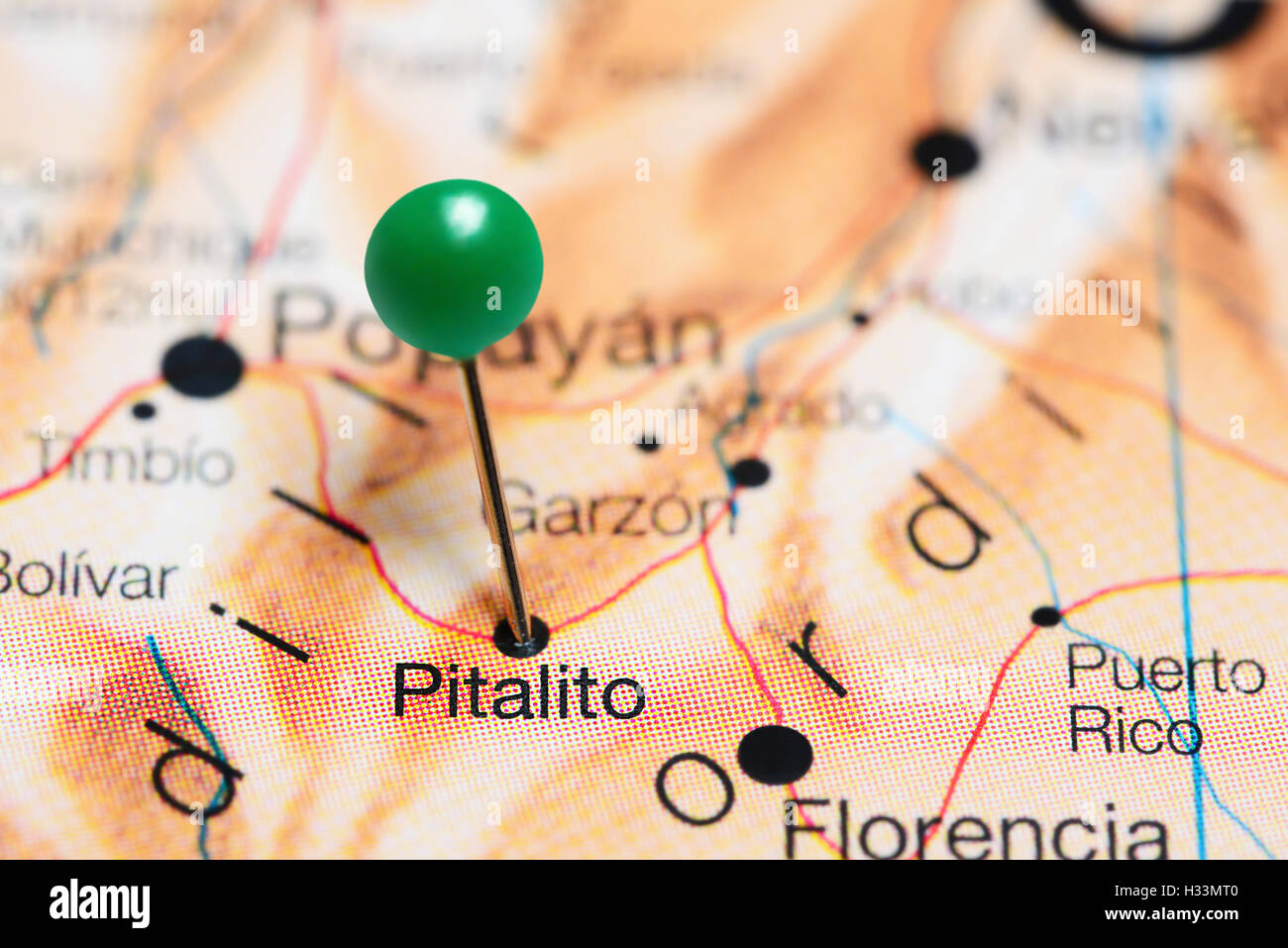 Pitalito pinned on a map of Colombia Stock Photo - Alamy