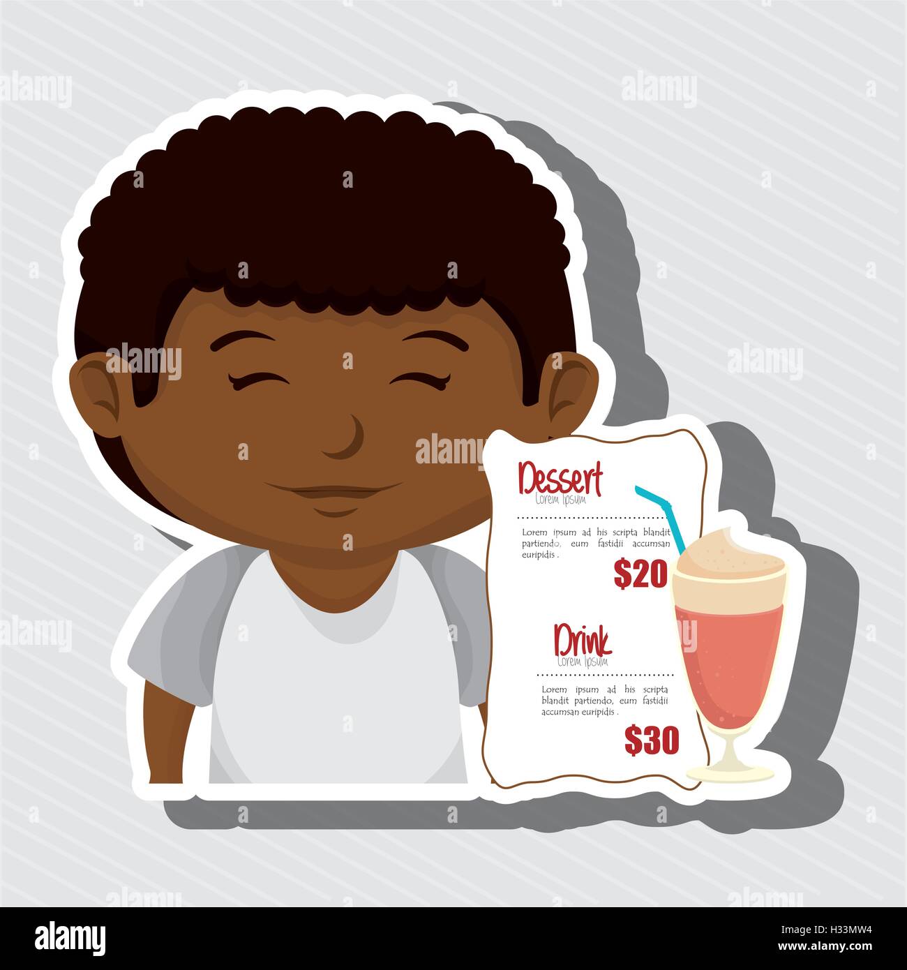 Cartoon boy menu food drink Stock Vector Images - Alamy