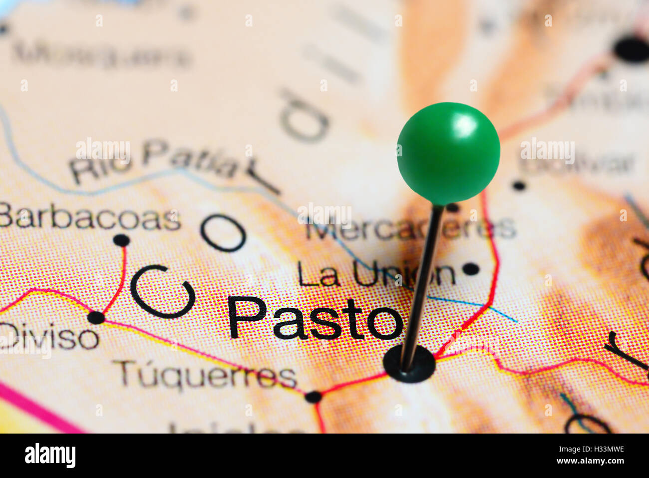 Pasto pinned on a map of Colombia Stock Photo - Alamy
