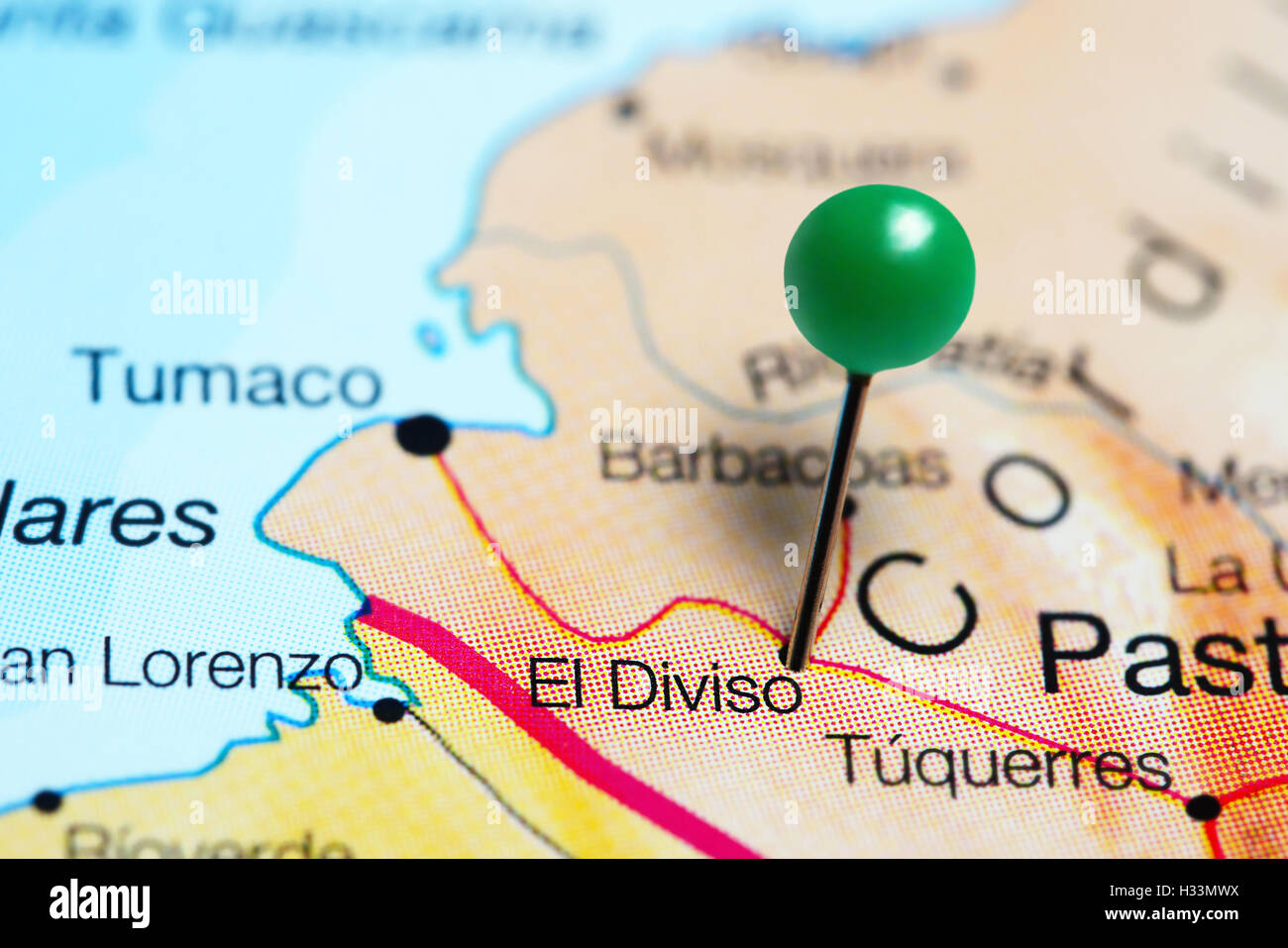 El Diviso pinned on a map of Colombia Stock Photo - Alamy
