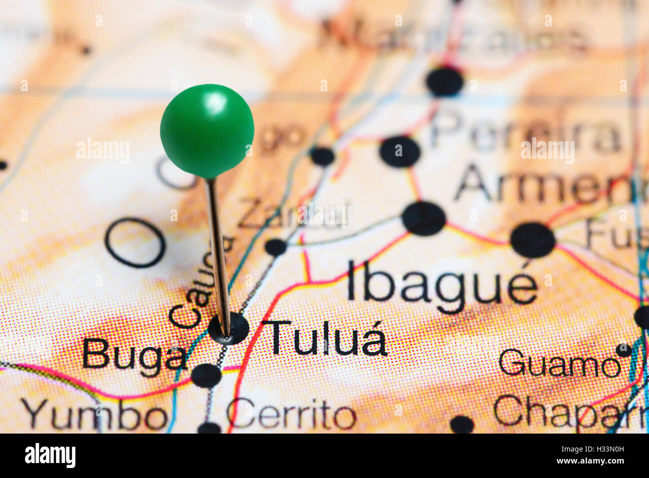 Tulua pinned on a map of colombia hi-res stock photography and images ...