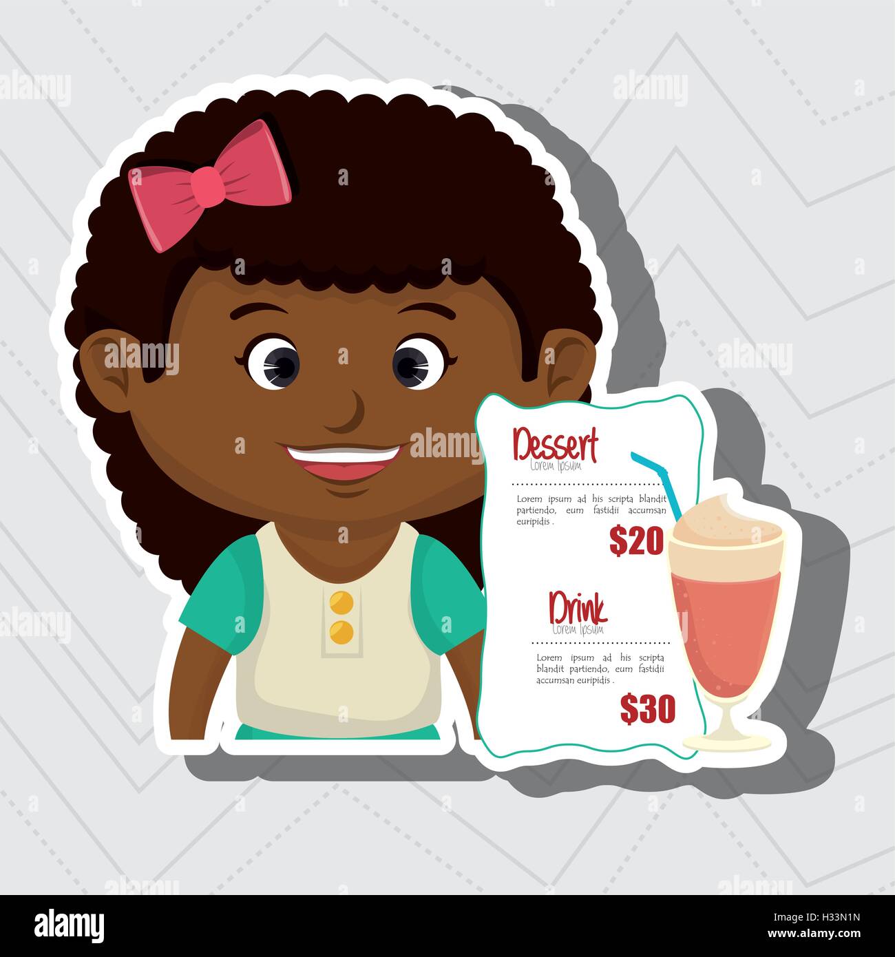 cartoon girl menu food drink Stock Vector Image & Art - Alamy