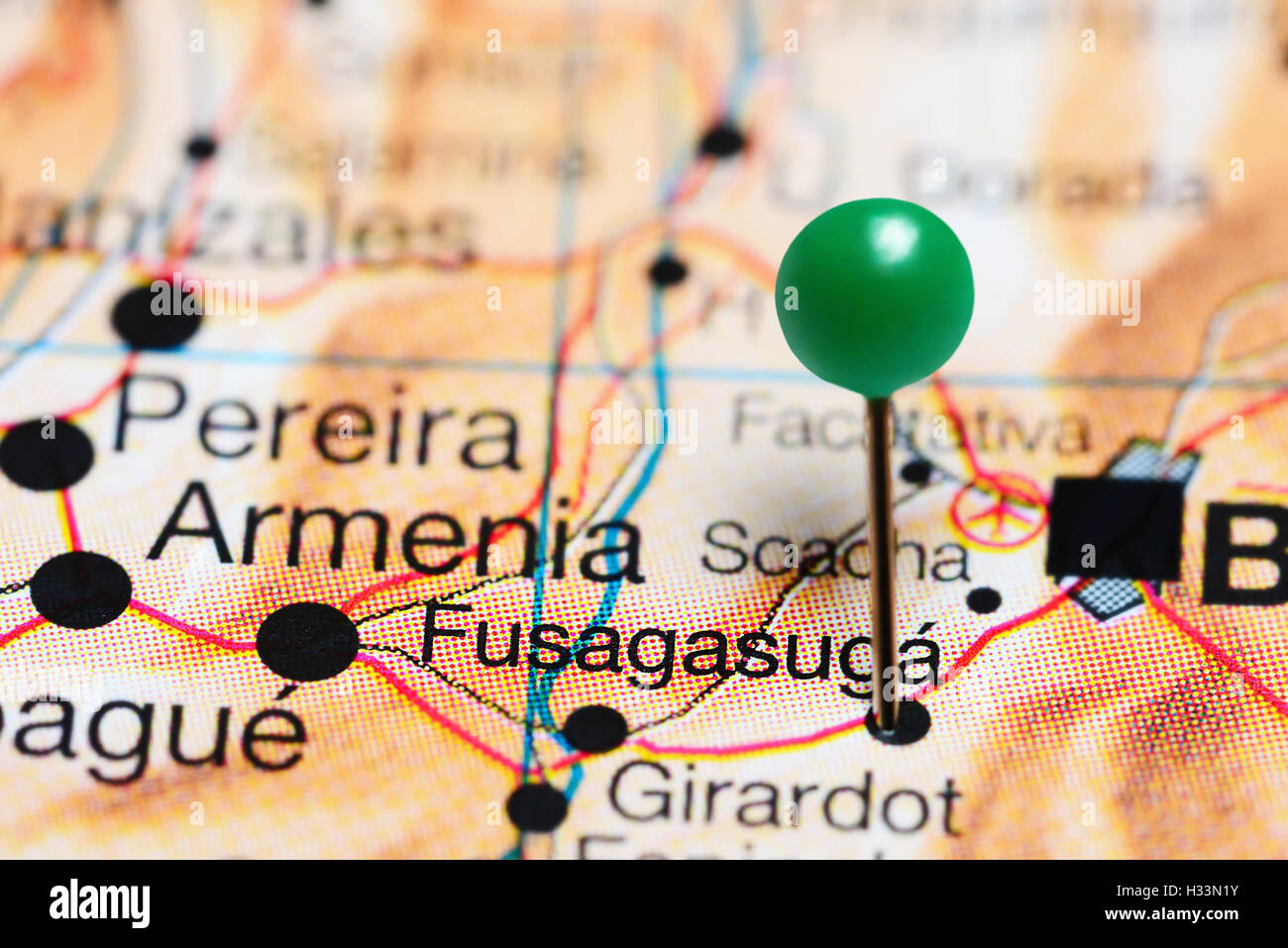 Fusagasuga pinned on a map of Colombia Stock Photo - Alamy