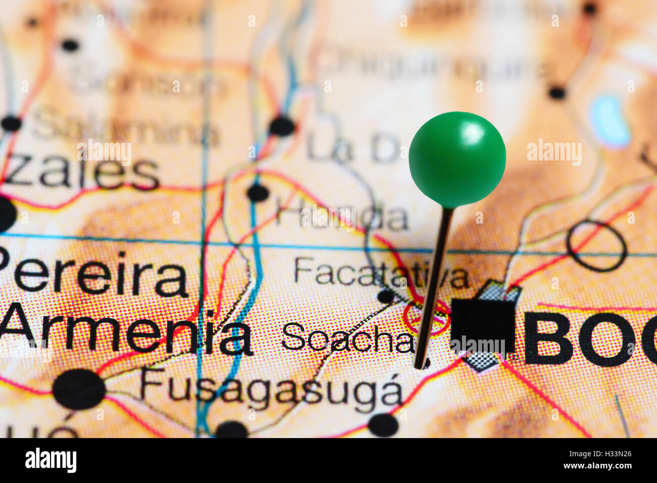 Soacha pinned on a map of Colombia Stock Photo - Alamy