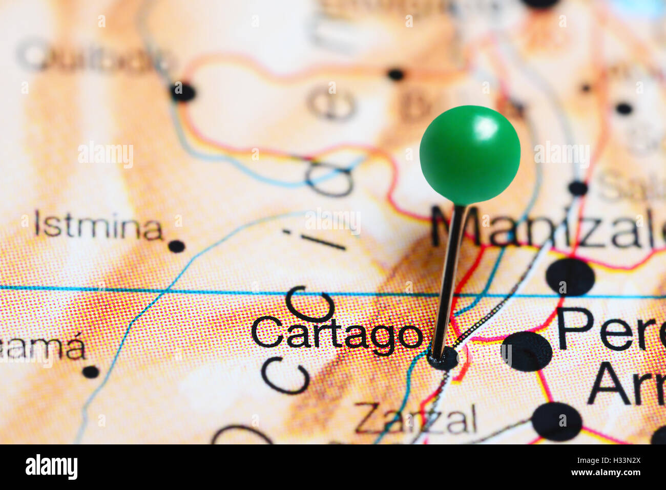 Cartago pinned on a map of Colombia Stock Photo - Alamy