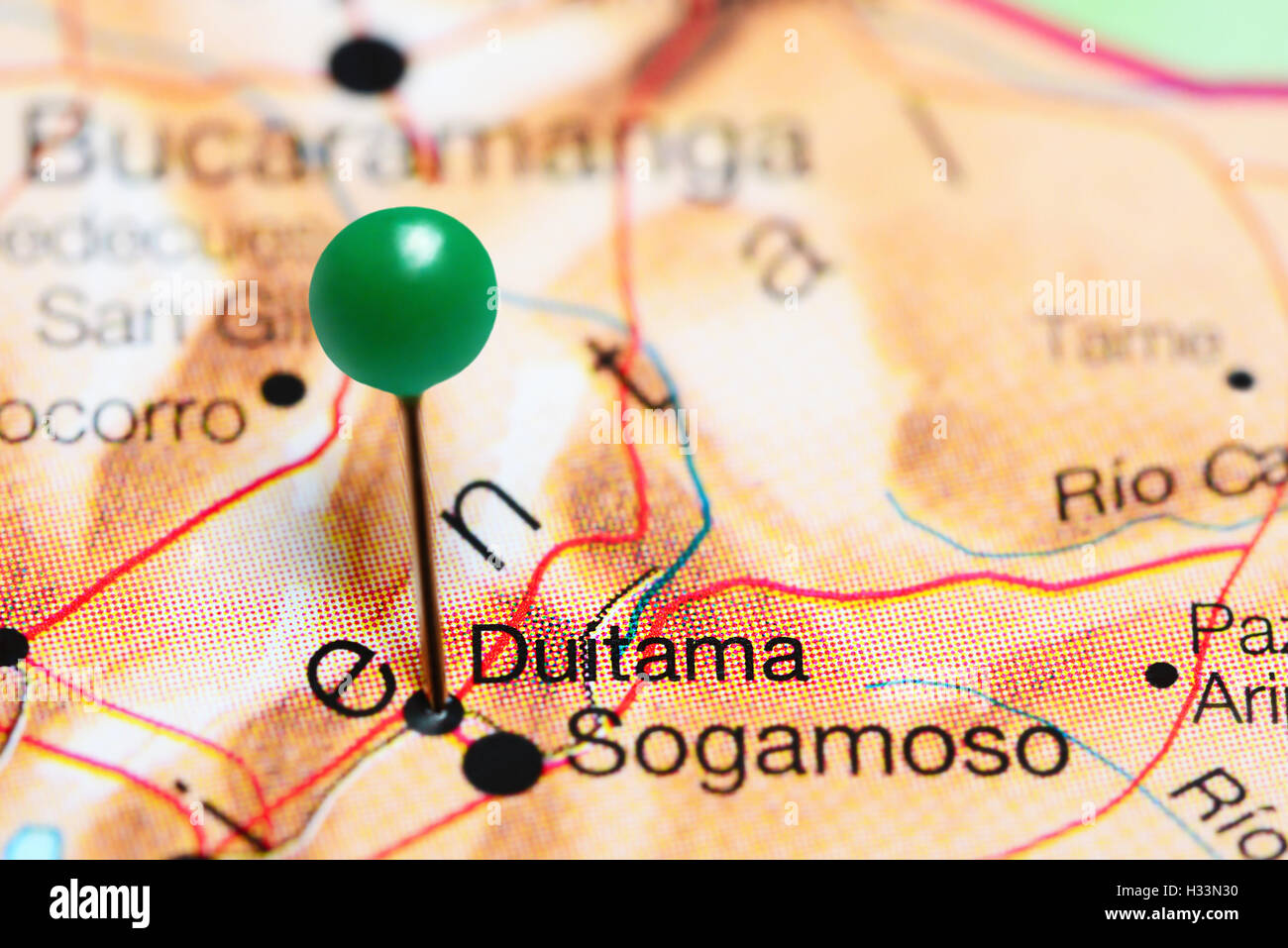 Duitama pinned on a map of Colombia Stock Photo - Alamy