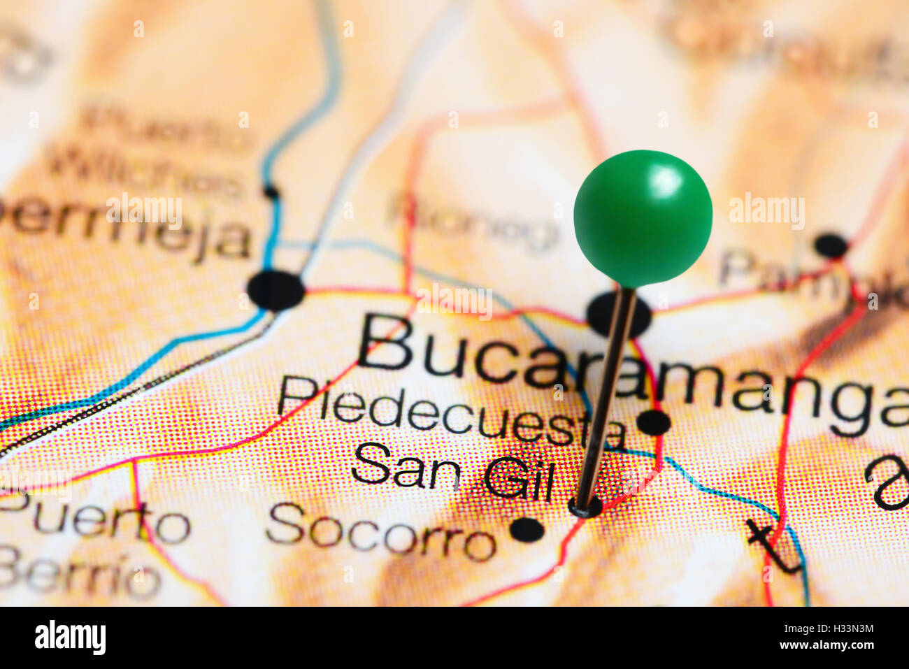 San Gil pinned on a map of Colombia Stock Photo - Alamy