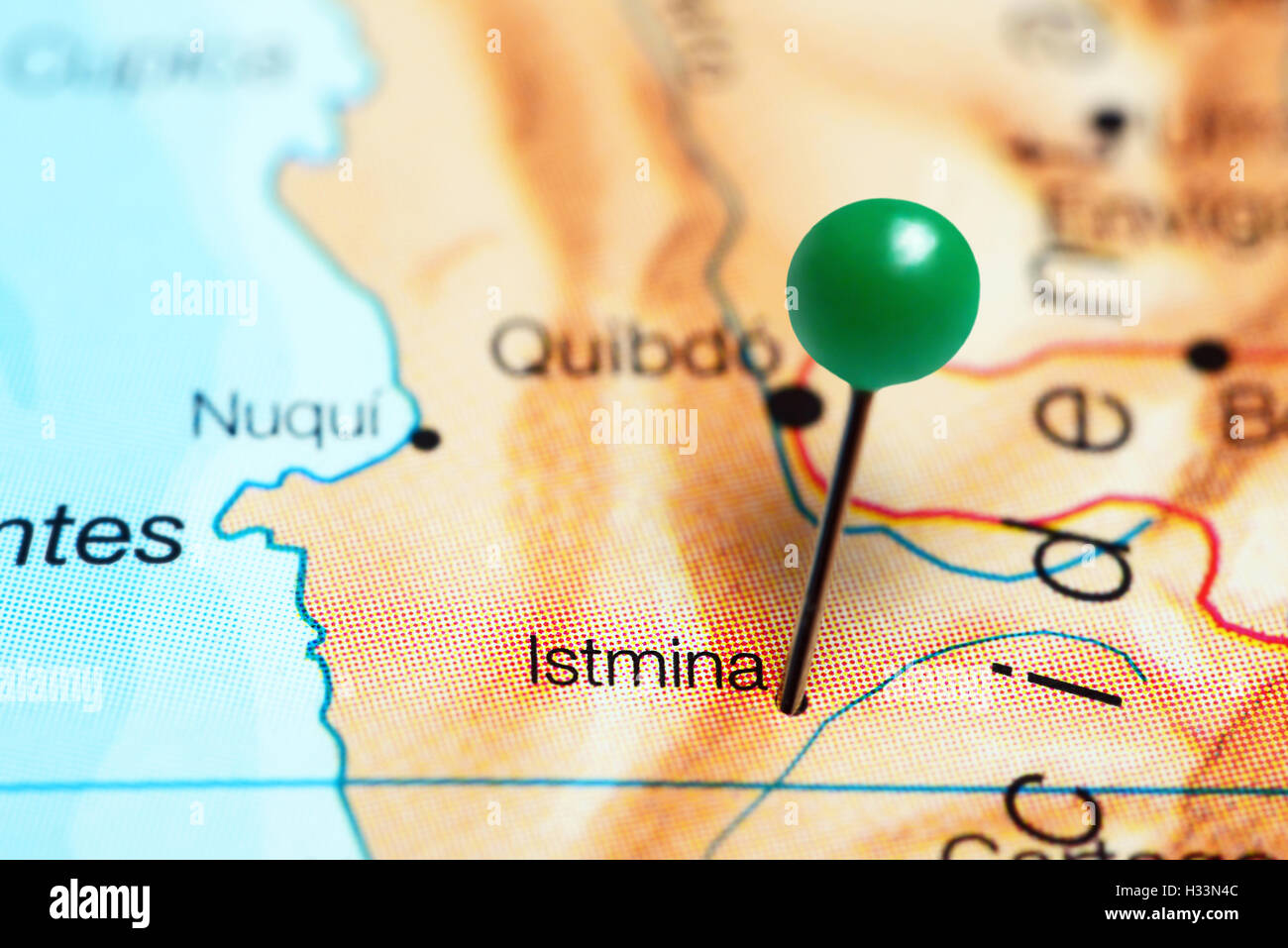 Istmina pinned on a map of Colombia Stock Photo - Alamy
