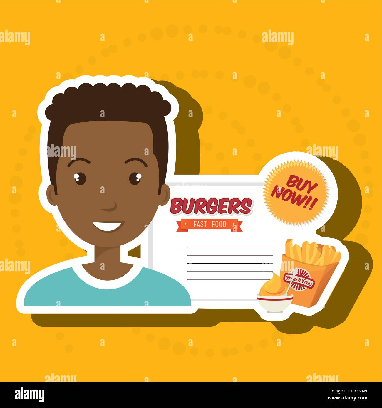 Child cartoon man fast food hi-res stock photography and images - Alamy