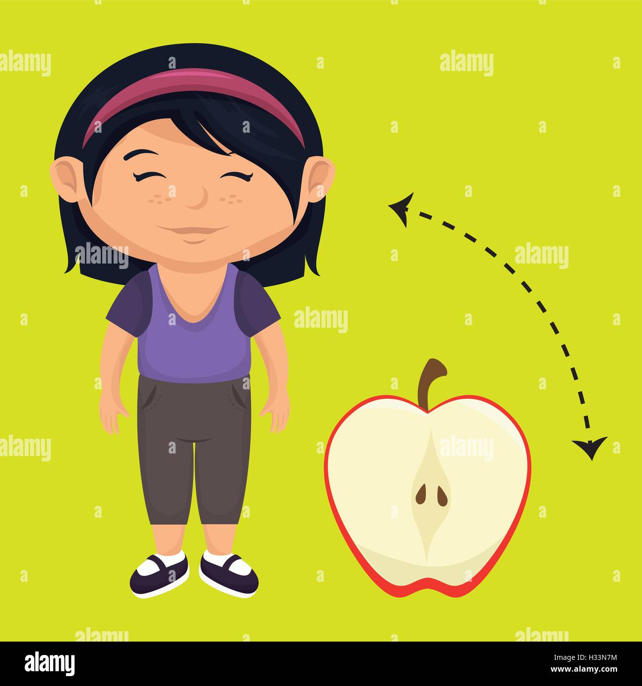 girl cartoon fruit sliced apple Stock Vector Image & Art - Alamy