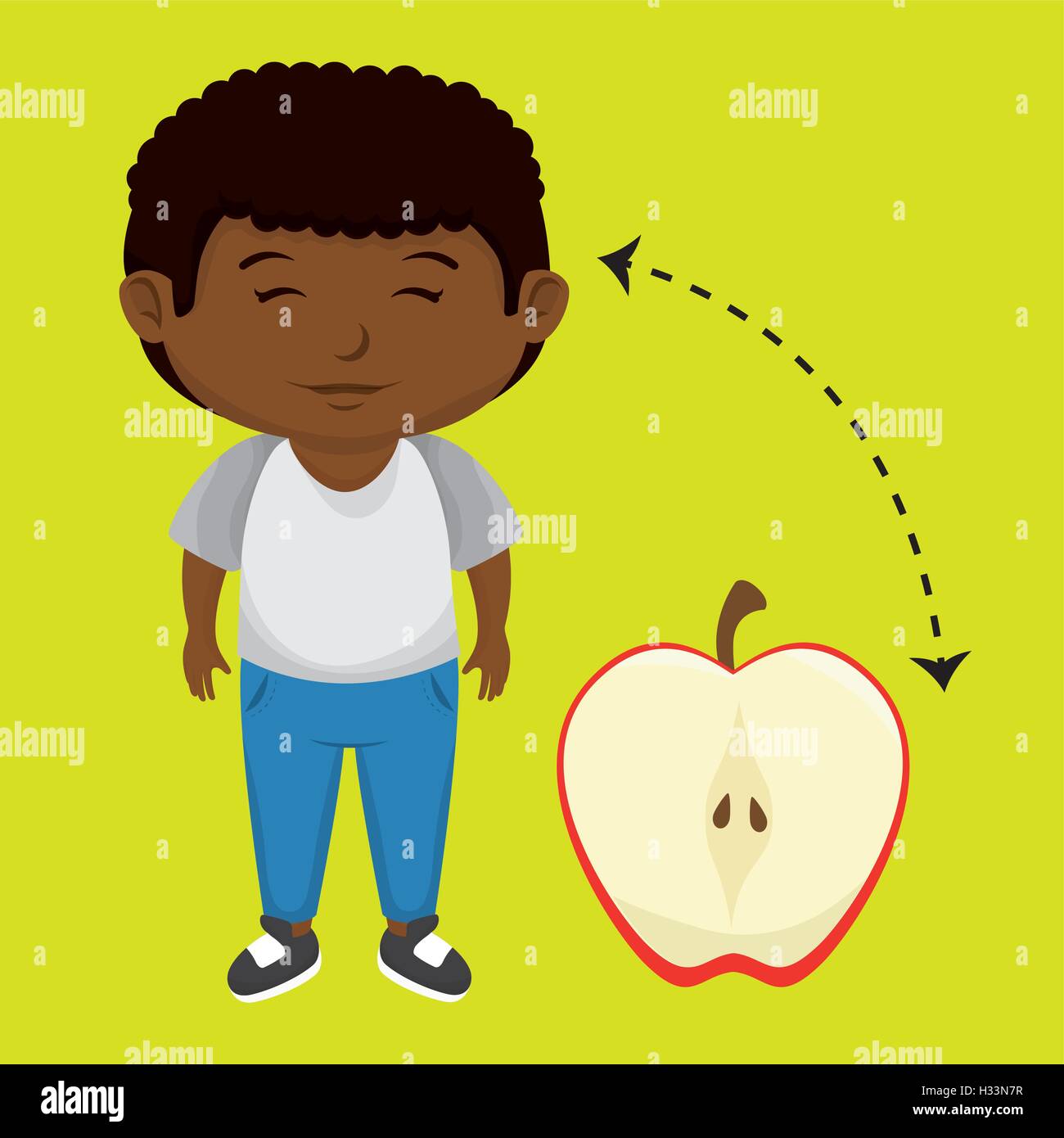 boy cartoon fruit sliced apple Stock Vector Image & Art - Alamy