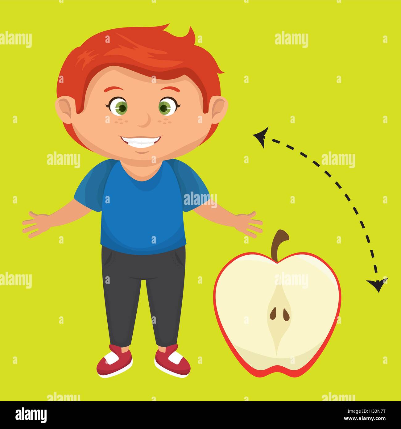 boy cartoon fruit sliced apple Stock Vector Image & Art - Alamy