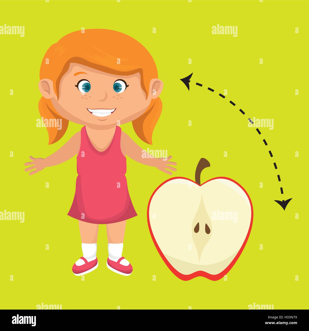 girl cartoon fruit sliced apple Stock Vector Image & Art - Alamy