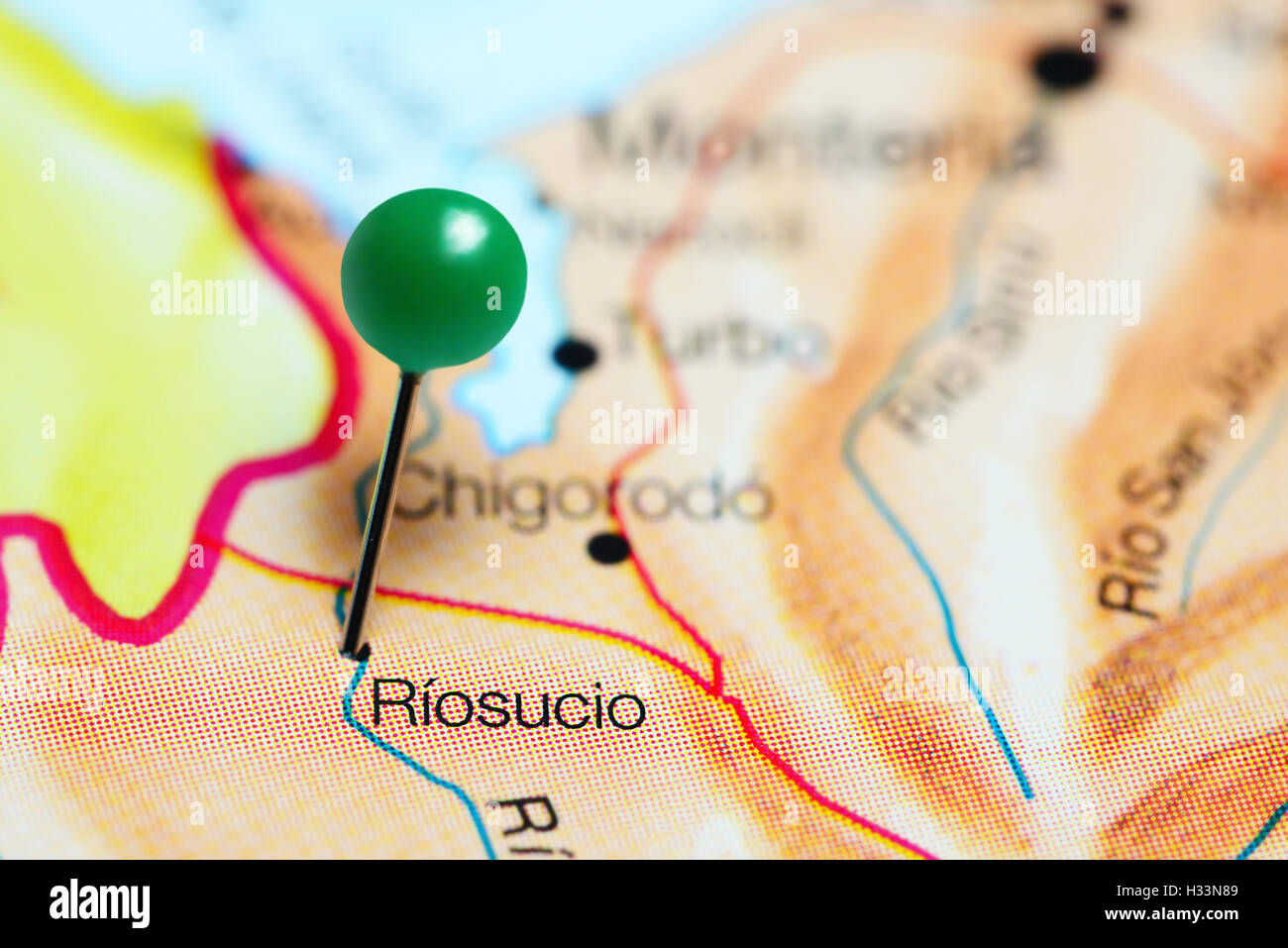 Riosucio pinned on a map of Colombia Stock Photo - Alamy
