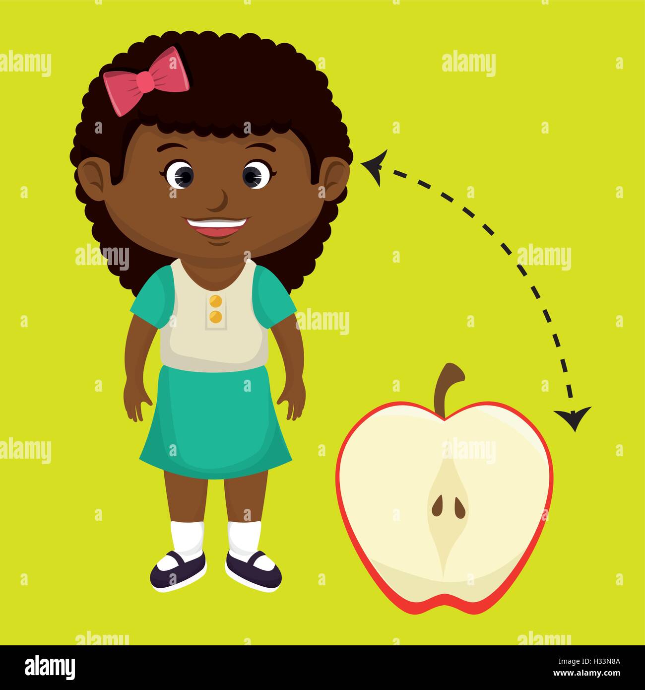 girl cartoon fruit sliced apple Stock Vector Image & Art - Alamy