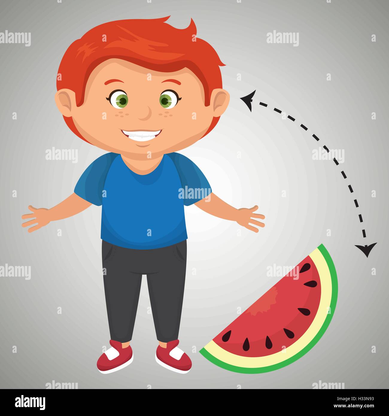 boy cartoon sliced watermelon Stock Vector Image & Art - Alamy
