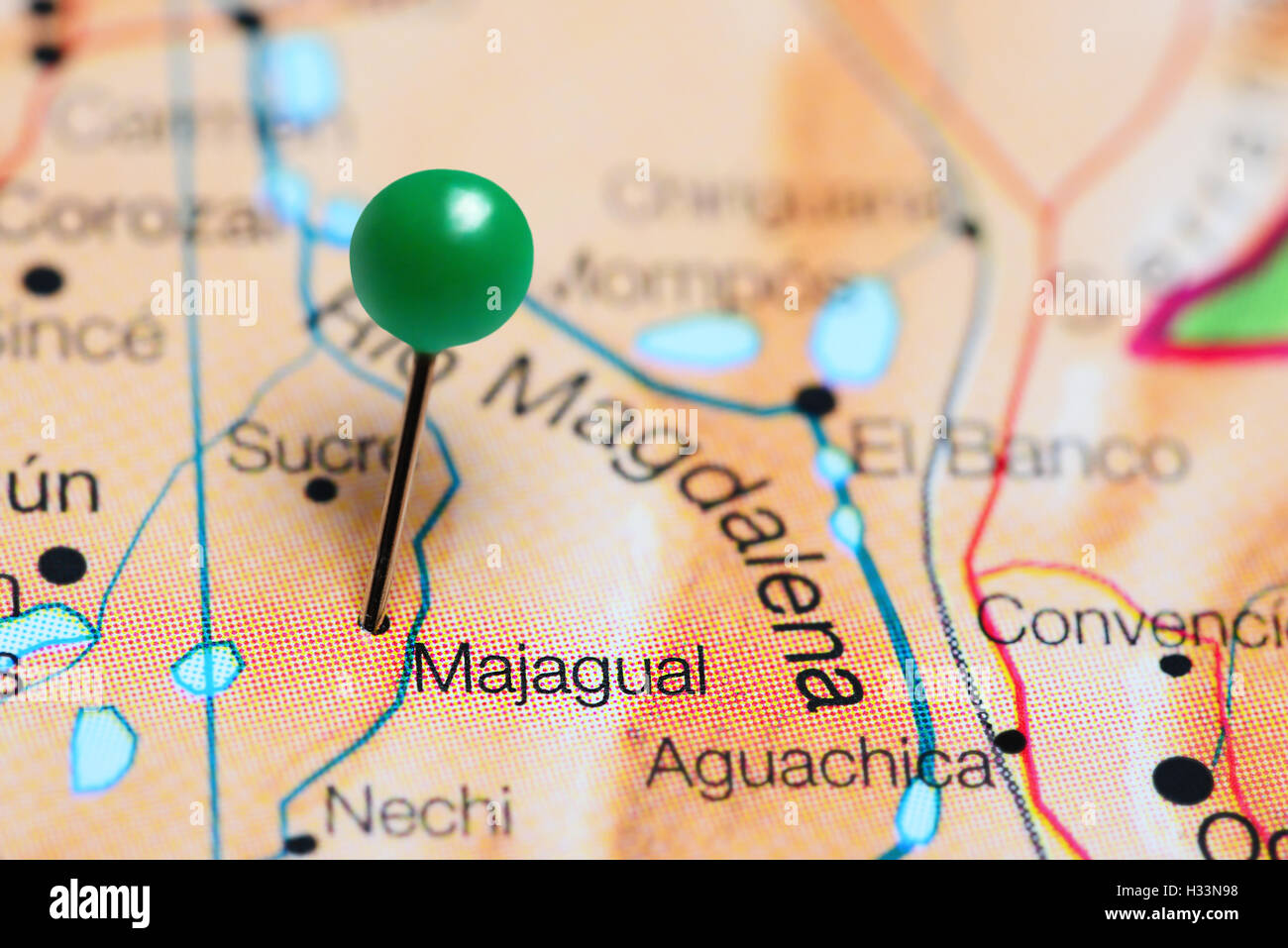 Majagual pinned on a map of Colombia Stock Photo - Alamy