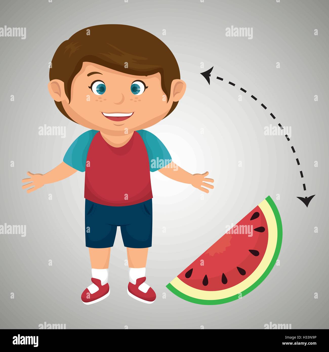 boy cartoon sliced watermelon Stock Vector Image & Art - Alamy