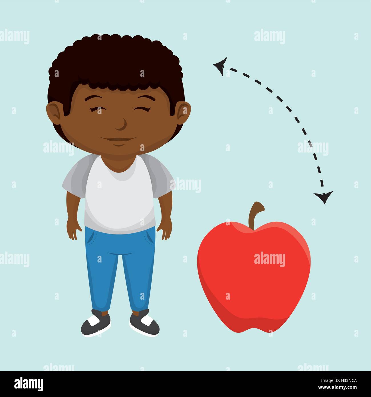 Boy cartoon fruit apple red hi-res stock photography and images - Alamy
