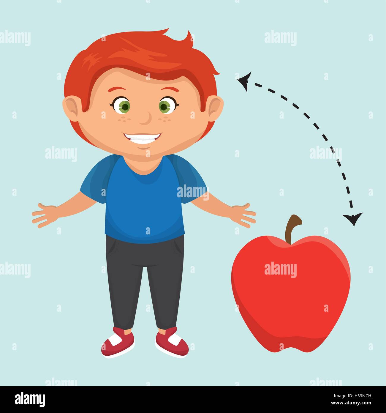 boy cartoon fruit apple red Stock Vector Image & Art - Alamy