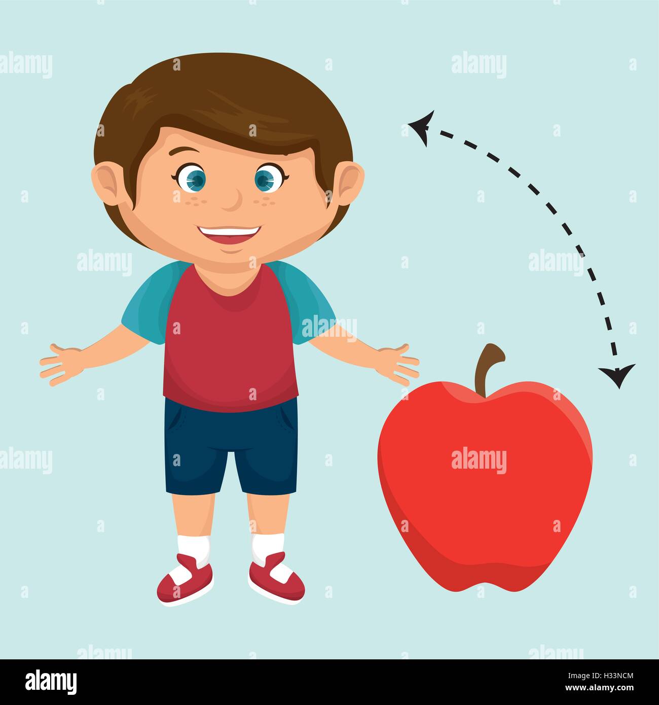 Boy cartoon fruit apple red hi-res stock photography and images - Alamy