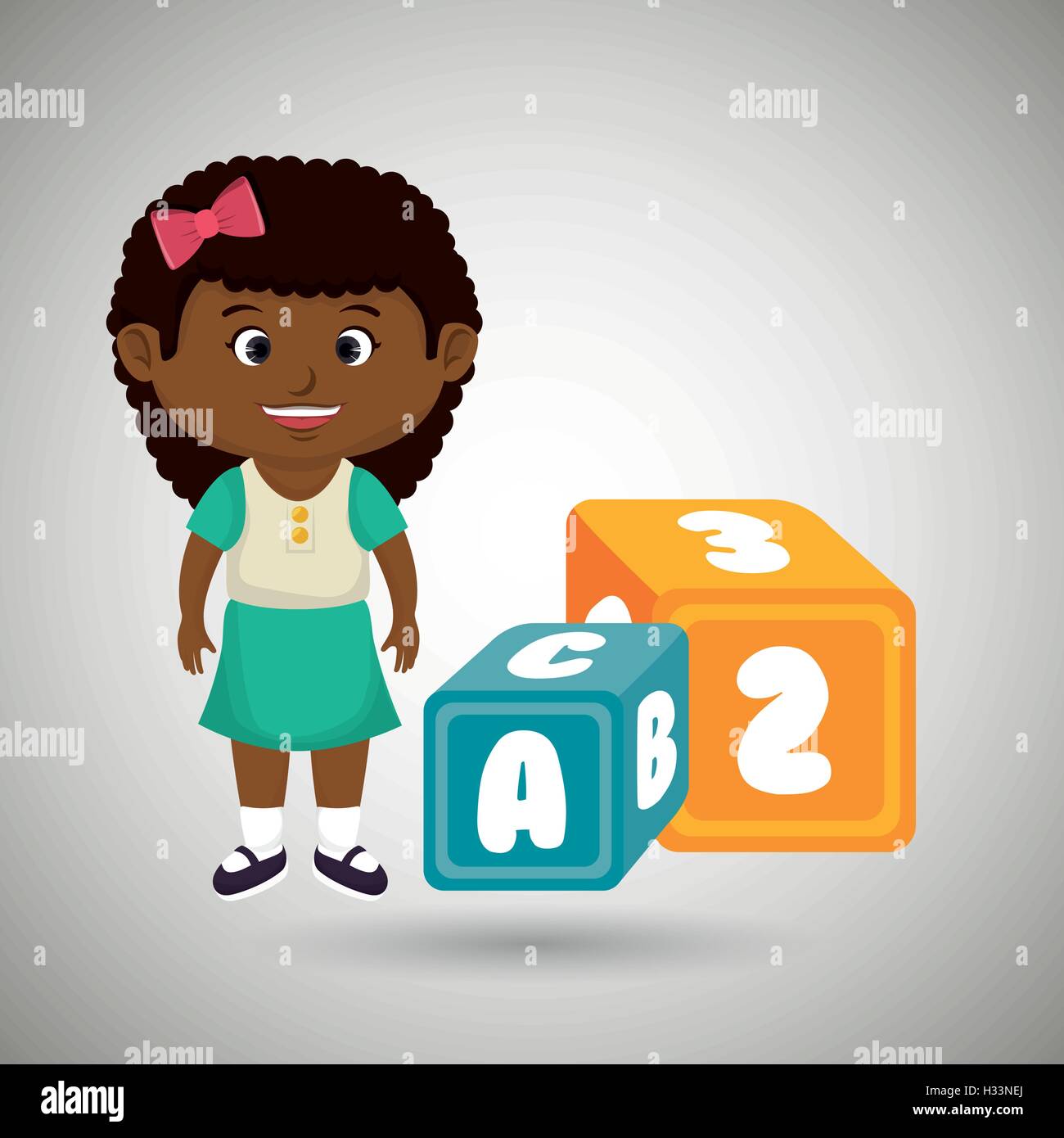 cartoon girl cube alphabet Stock Vector Image & Art - Alamy