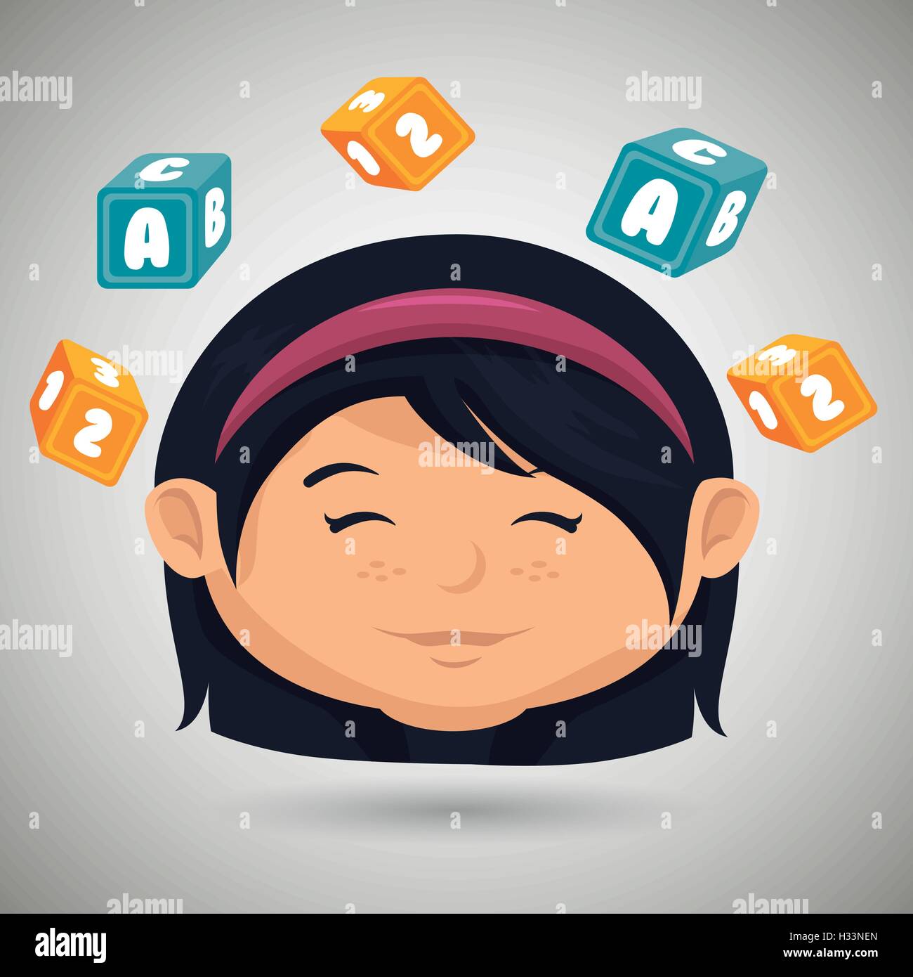 cartoon girl cube alphabet Stock Vector Image & Art - Alamy