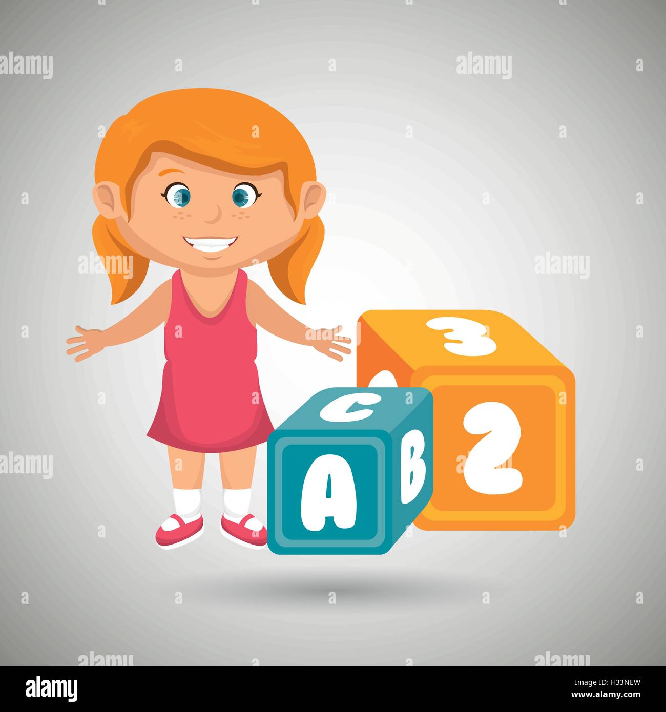 cartoon girl cube alphabet Stock Vector Image & Art - Alamy