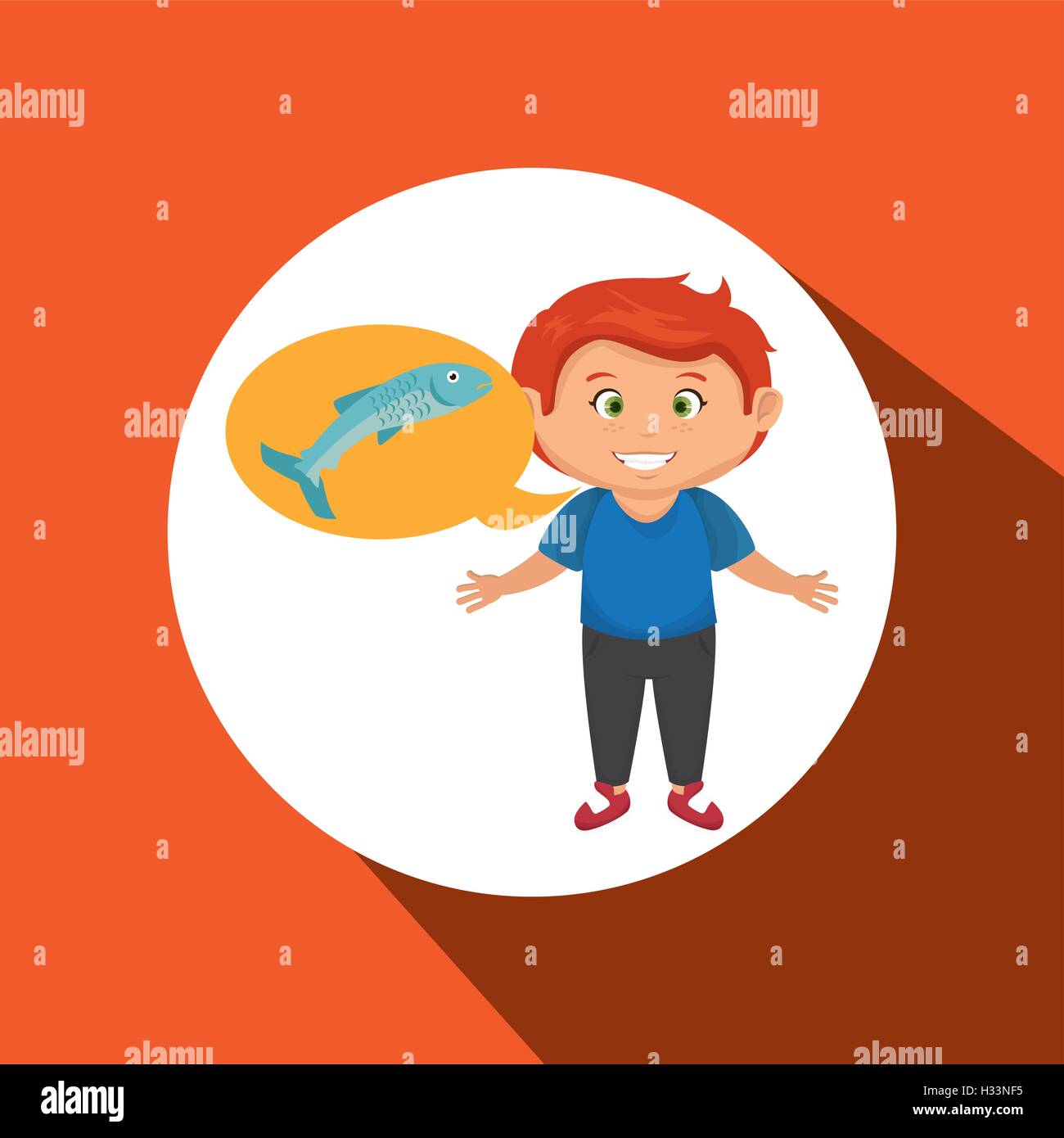 Child eating fish Stock Vector Images - Alamy