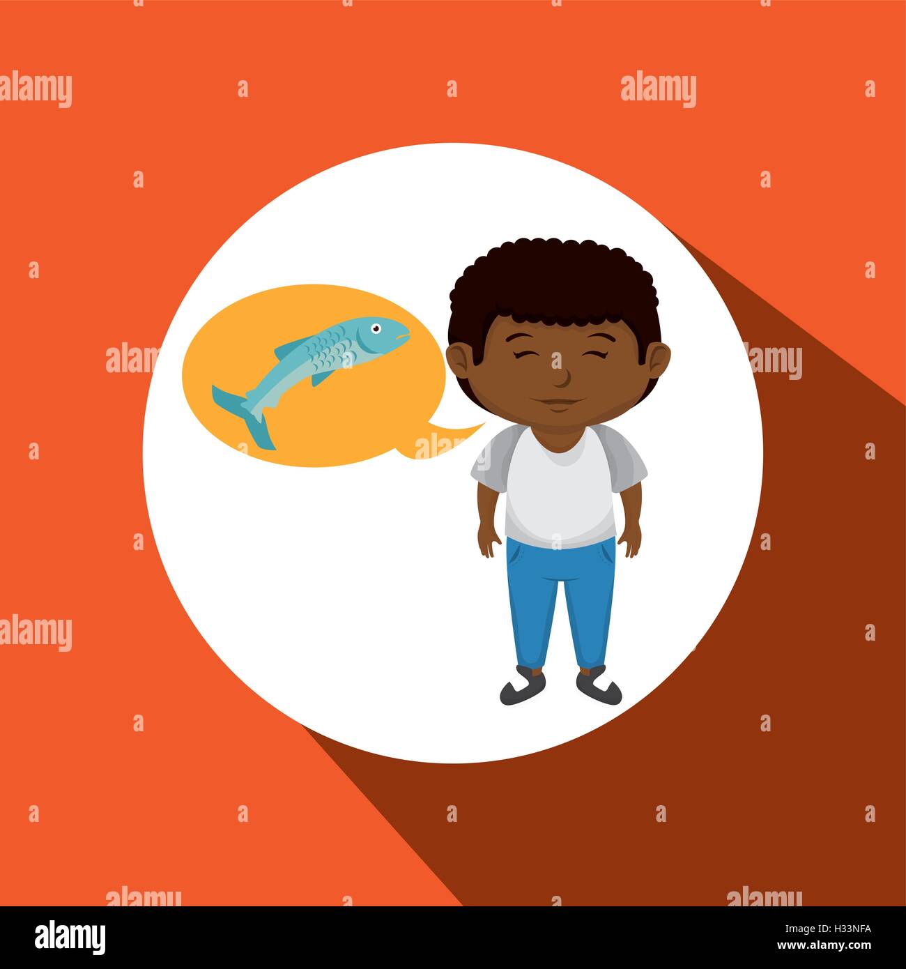 boy cartoon food fish fresh Stock Vector Image & Art - Alamy
