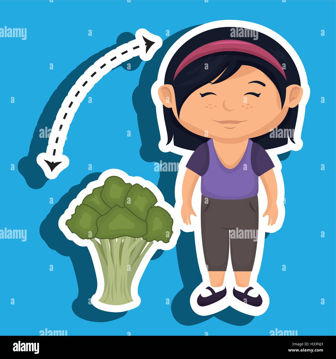 girl cartoon broccoli vegetable Stock Vector Image & Art - Alamy