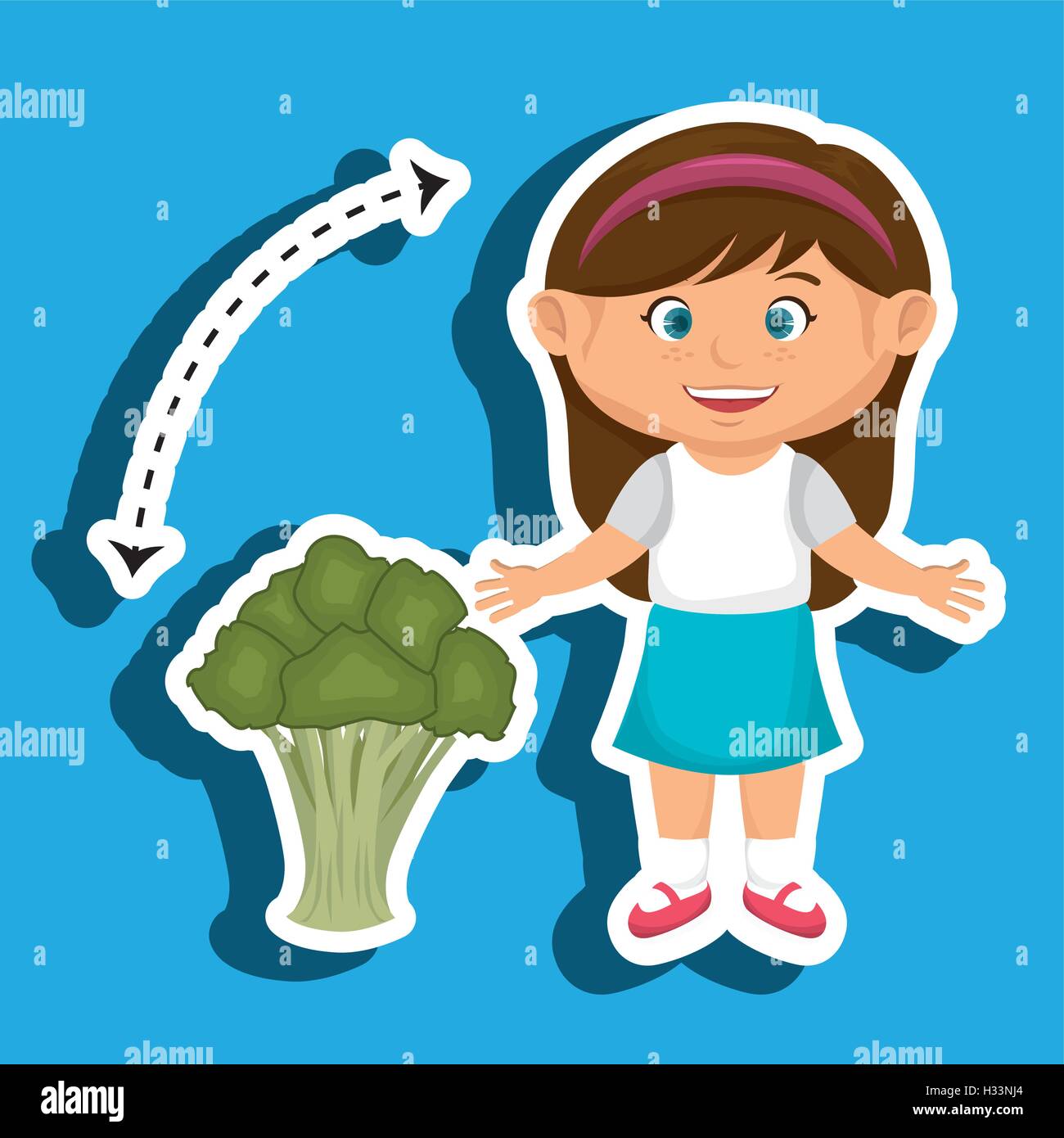 girl cartoon broccoli vegetable Stock Vector Image & Art - Alamy