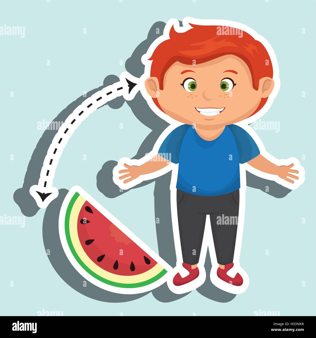 boy cartoon sliced watermelon Stock Vector Image & Art - Alamy