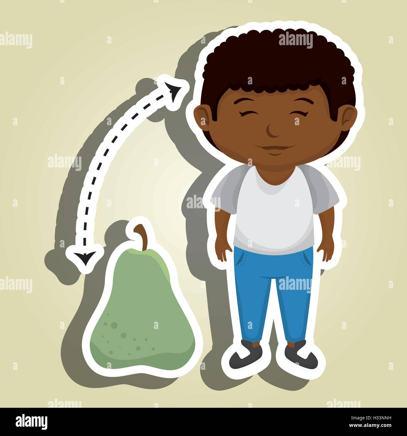 Boy cartoon pear fruit hi-res stock photography and images - Alamy