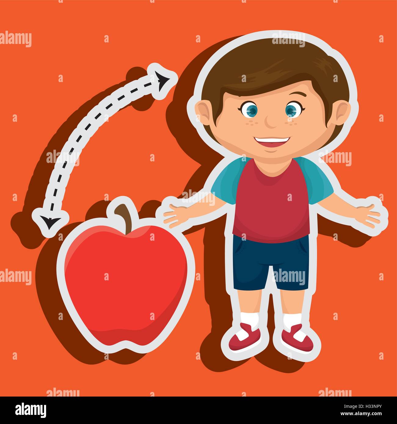 boy cartoon fruit apple red Stock Vector Image & Art - Alamy